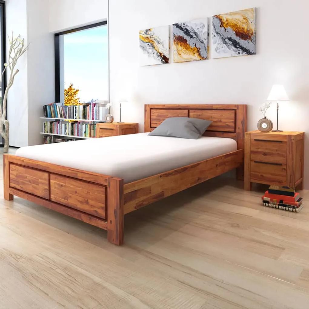 244338 vidaXL Rám postele hnědý masivní akáciové dřevo 140 x 200 cm