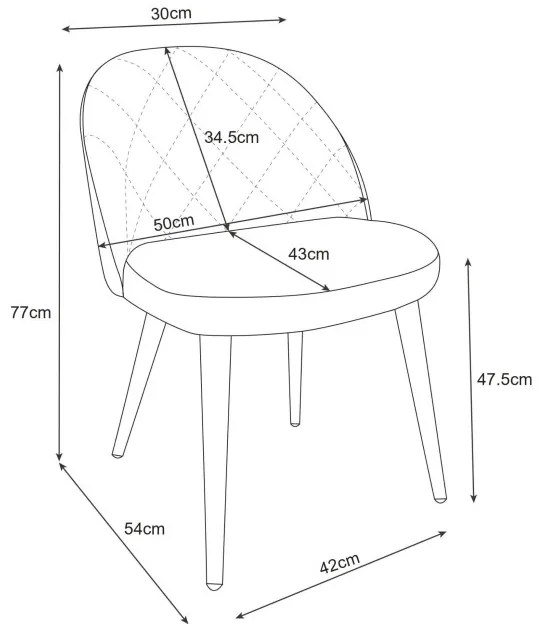 Set čtyř jídelních židlí SJ.077 granátové