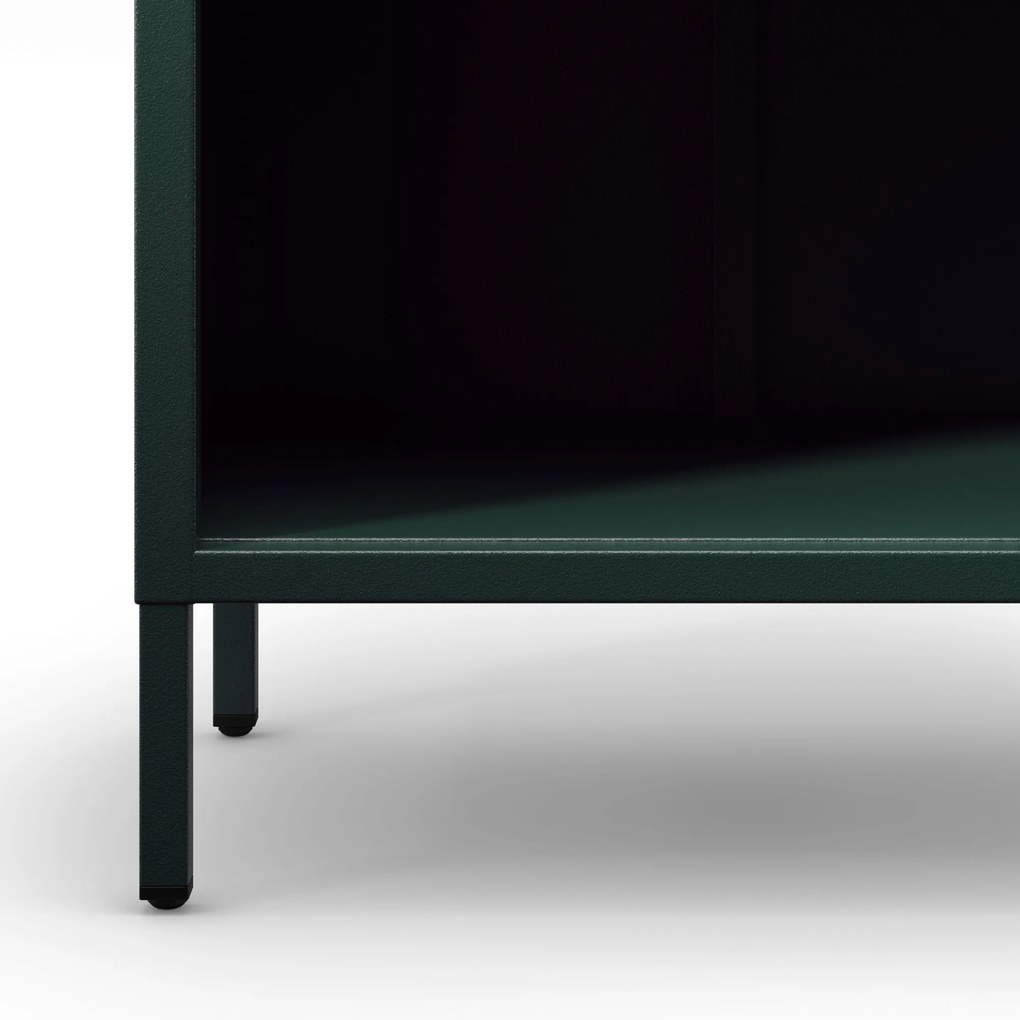 Regál plytký otevřený na knihy na nožičkách lahvově zelená, 500x1800x350 mm: MARIO Modern