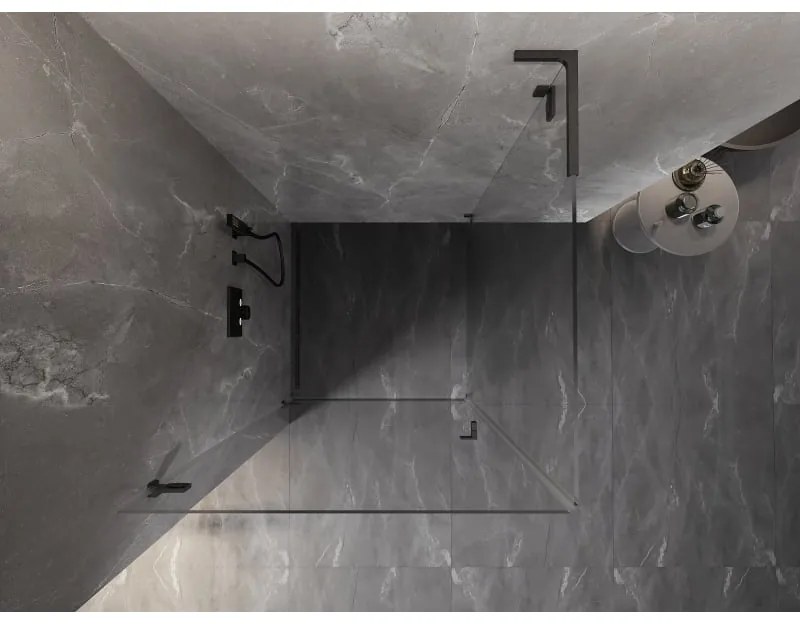 Mexen Lunar-B L sklápěcí sprchový kout levý 90 x 90 cm, čiré sklo, broušený grafit, 832L-090-090-66-00-L