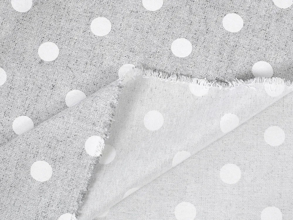 Biante Dekorační oválný ubrus Porto PRT-018 Bílé puntíky na šedém režném 120x200 cm