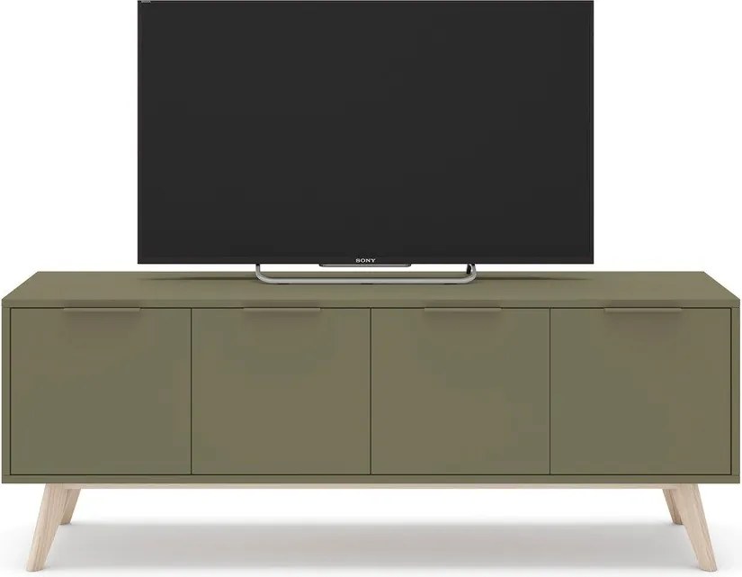 Zelený matný TV stolek 140x53x40 cm Campus – Marckeric