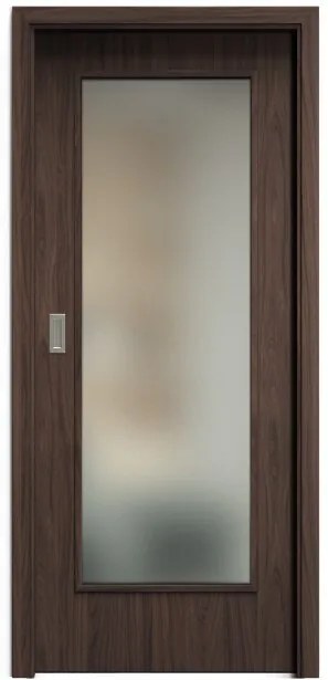 SAPELI ELEGANT KOMFORT M40 - CPL LAMINÁT - POSUVNÉ DVEŘE VČ. ZÁRUBNĚ - Ořech Průchozí šířka (cm): 120, Průchozí výška (cm): 210, Typ skla: Satináto bílé