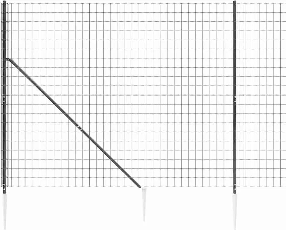 Drátěný plot s kotevními hroty antracitový 1,4 x 10 m 154259