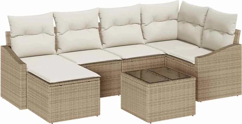 Set pohovek 7 ks Béžová polyratan 3346801