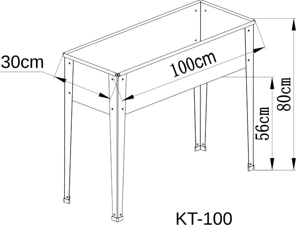 Vyvýšený zahradní záhon BestBerg KT-100 / 100 x 30 x 80 cm / šedá