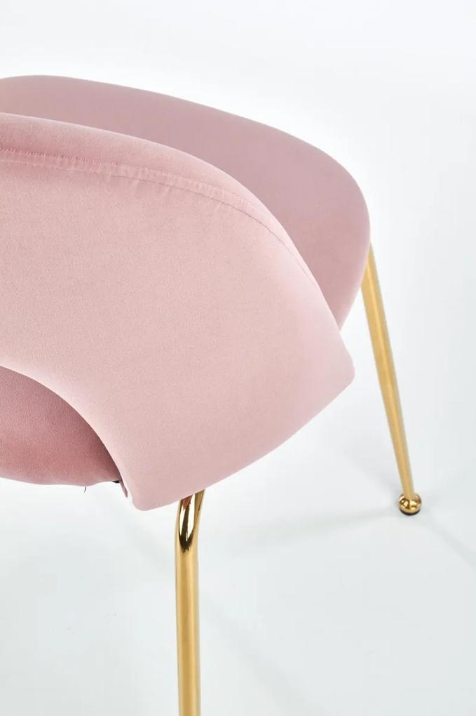 Jídelní židle Sibyla světle růžová/zlatá