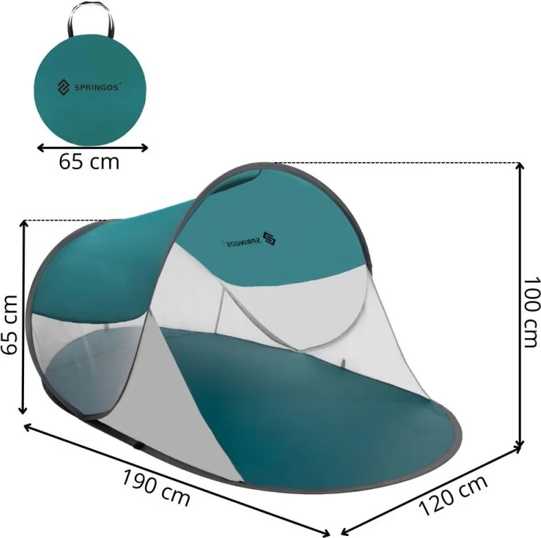 Samorozkládací plážový stan SPRINGOS TEXAS zeleno-šedý