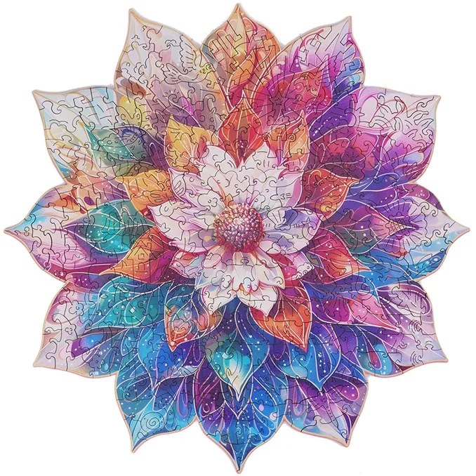 RoboTime Dřevěné puzzle Květinová mandala