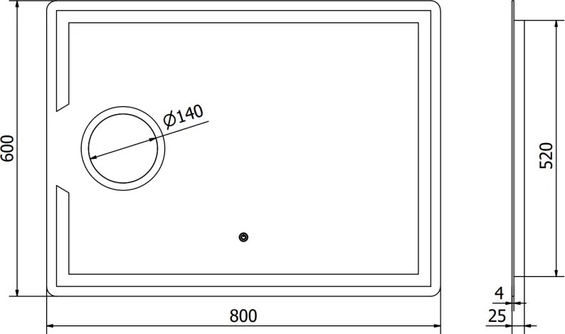 Mexen Onyx, LED koupelnové zrcadlo s podsvícením a kosmetickým zrcátkem 80x60 cm, 6000K, ochrana proti zamlžování, 9813-080-060-611-00