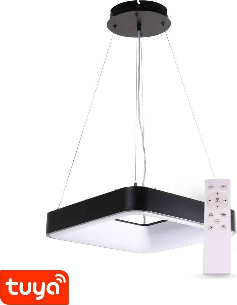 T-LED 105574 SMART Tuya závěsné ZULU 48W CCT hranaté černé CCT