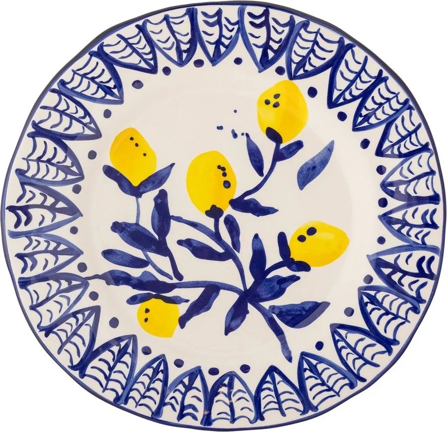 Bílý/modrý servírovací talíř z kameniny ø 27 cm Maxima – Bloomingville