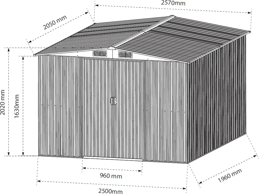 Zahradní domek BestBerg BBSH-608A / 5,3 m² / 205 x 257 x 202 cm / antracit/bílá