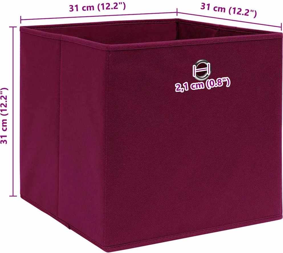 Úložné boxy 4 ks tmavě červené 32 x 32 x 32 cm textil 288341
