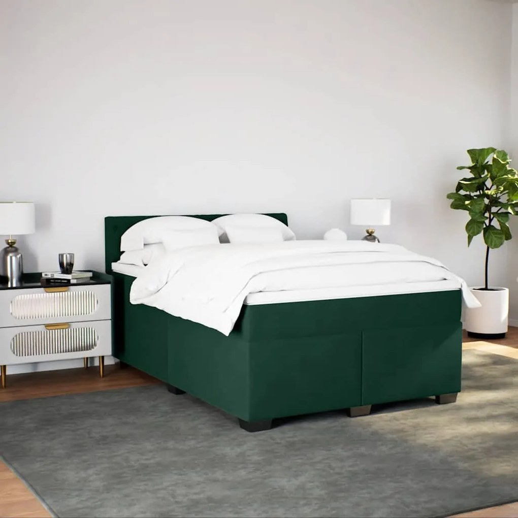 Box spring postel s matrací tmavě zelená 160x200 cm samet 3286369