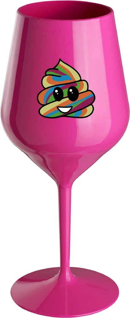 DUHOVÉ VESELÉ EE - růžová nerozbitná sklenice na víno 470 ml