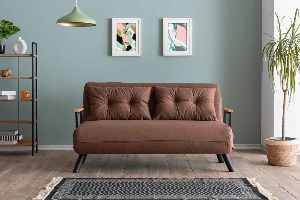 Designová rozkládací sedačka Hilarius 133 cm světle hnědá