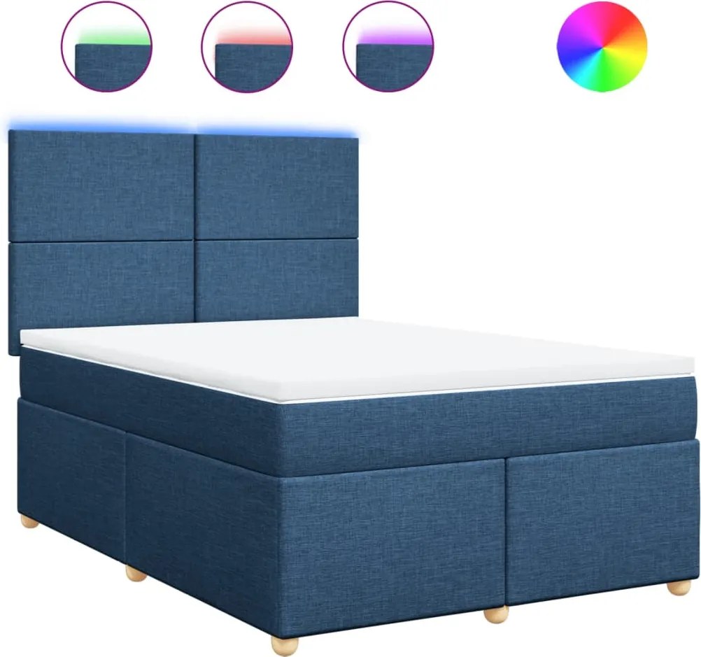 Box spring postel s matrací modrá 140x200 cm textil 3293602