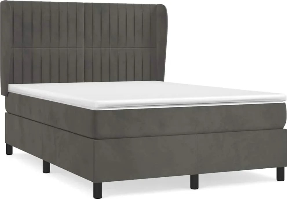 Box spring postel s matrací tmavě šedá 140x200 cm samet 3129334