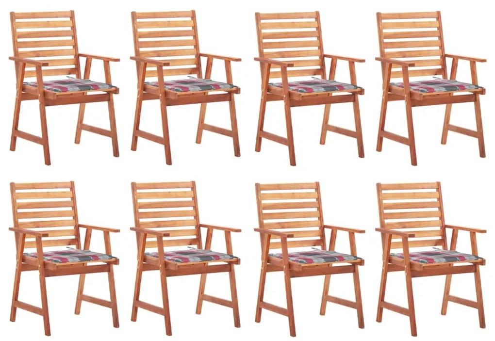 3078387 vidaXL Zahradní jídelní židle 8 ks s poduškami masivní akáciové dřevo