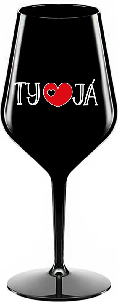 TY A JÁ - černá nerozbitná sklenice na víno 470 ml