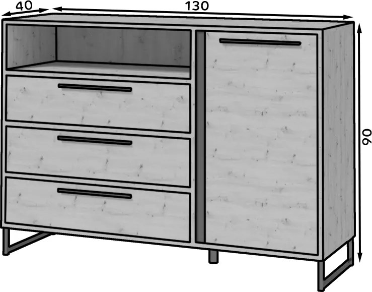 ADRK Furniture Komoda s otevřenou policí ARIA CHES-ARI-130-A_B