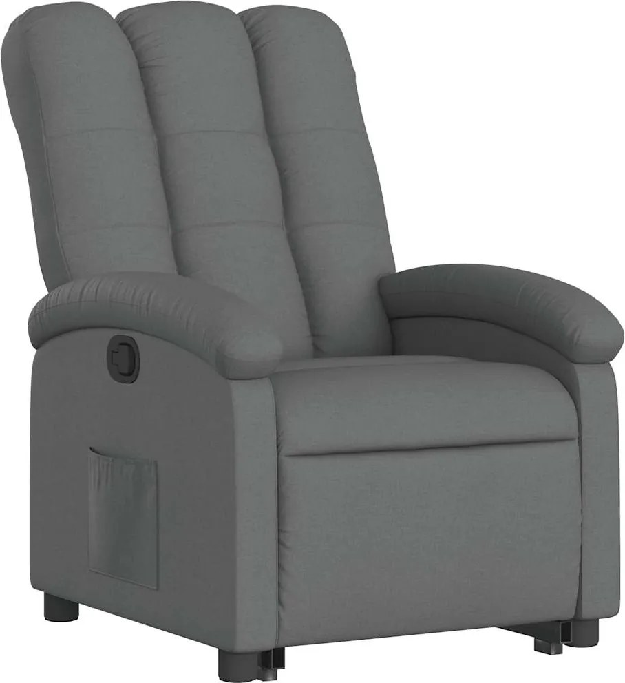 Zvedací polohovací křeslo tmavě šedé textil 3204093