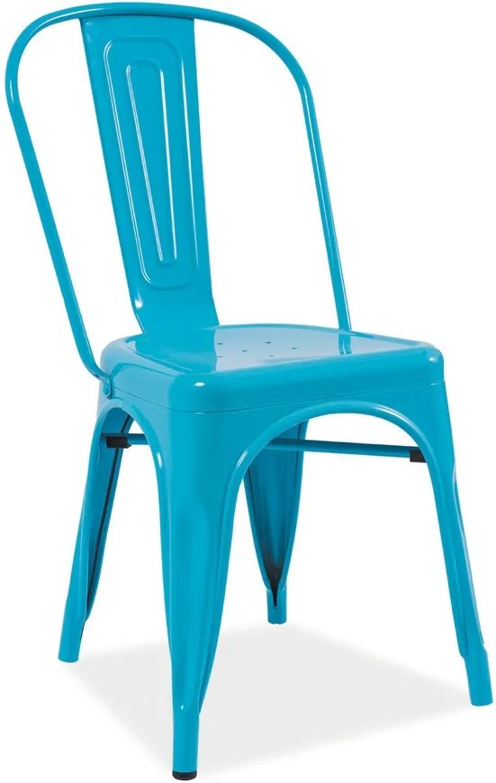 Industriální jídelní kovová židle v modré barvě KN380