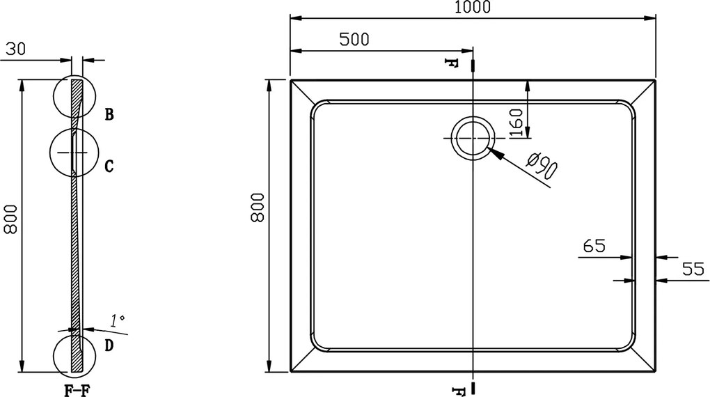 Aqualine Tecmi PQ10080 obdélníková sprchová vanička 100 x 80 x 3 cm litý mramor