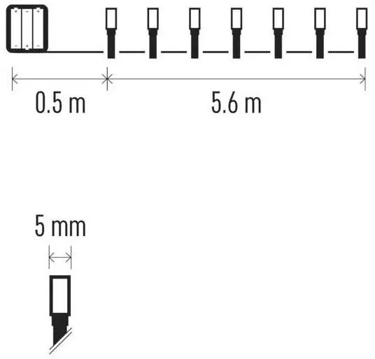 Vánoční řetěz LED 5,6 m, teplá bílá