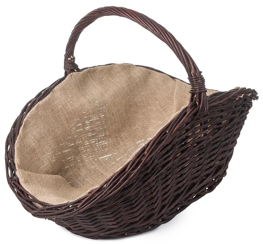 Dřevobox Proutěný koš na dřevo tmavý