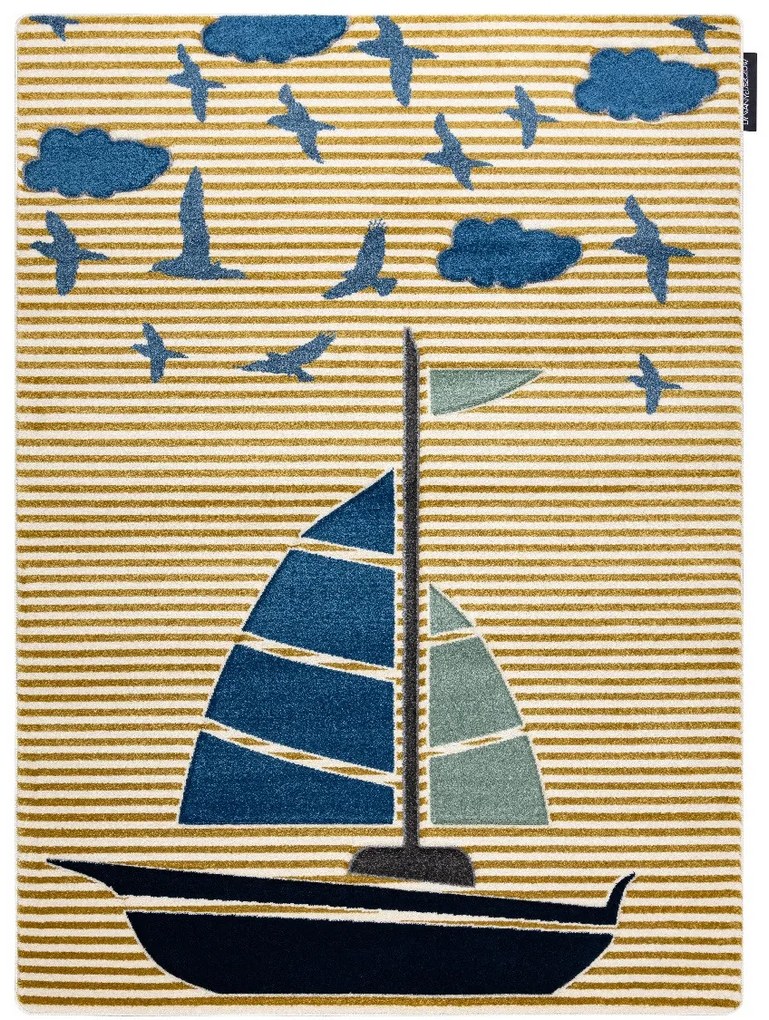 Dywany Łuszczów, Dětský kusový koberec Petit Sail boat gold, 160x220, žlutá, dětský pokoj
