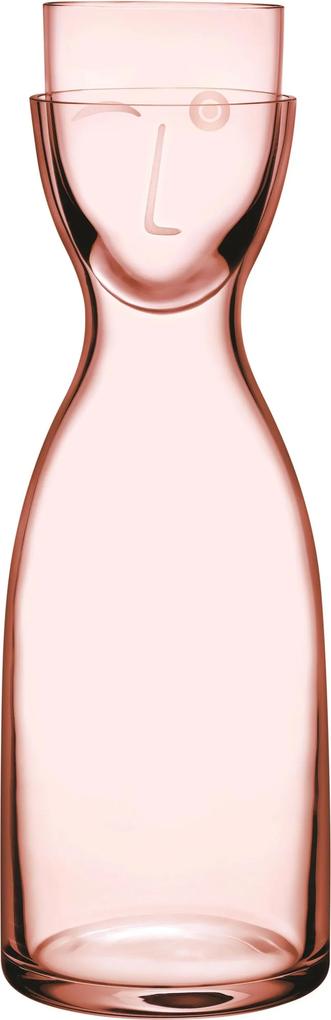 Karafka na vody Mr. & Mrs. se skleničkou 700 ml růžová 2 díly