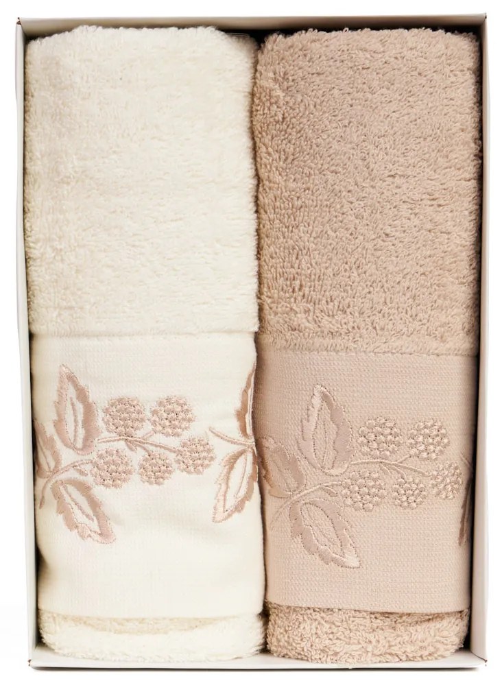 Tegatex Dárkový set 2 ručníků – maliny béžová hnědá