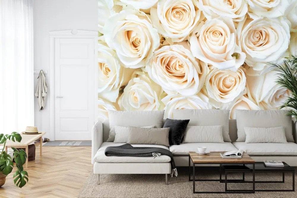 Fototapeta Krém Rose Bouquet Strukturální vinyl 208x146