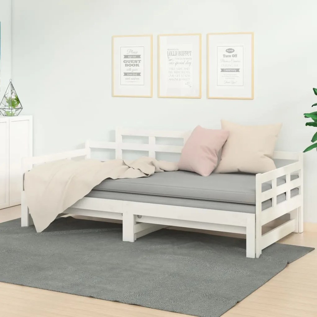 820348 vidaXL Výsuvná postel bílá masivní borovice 2x (80 x 200) cm