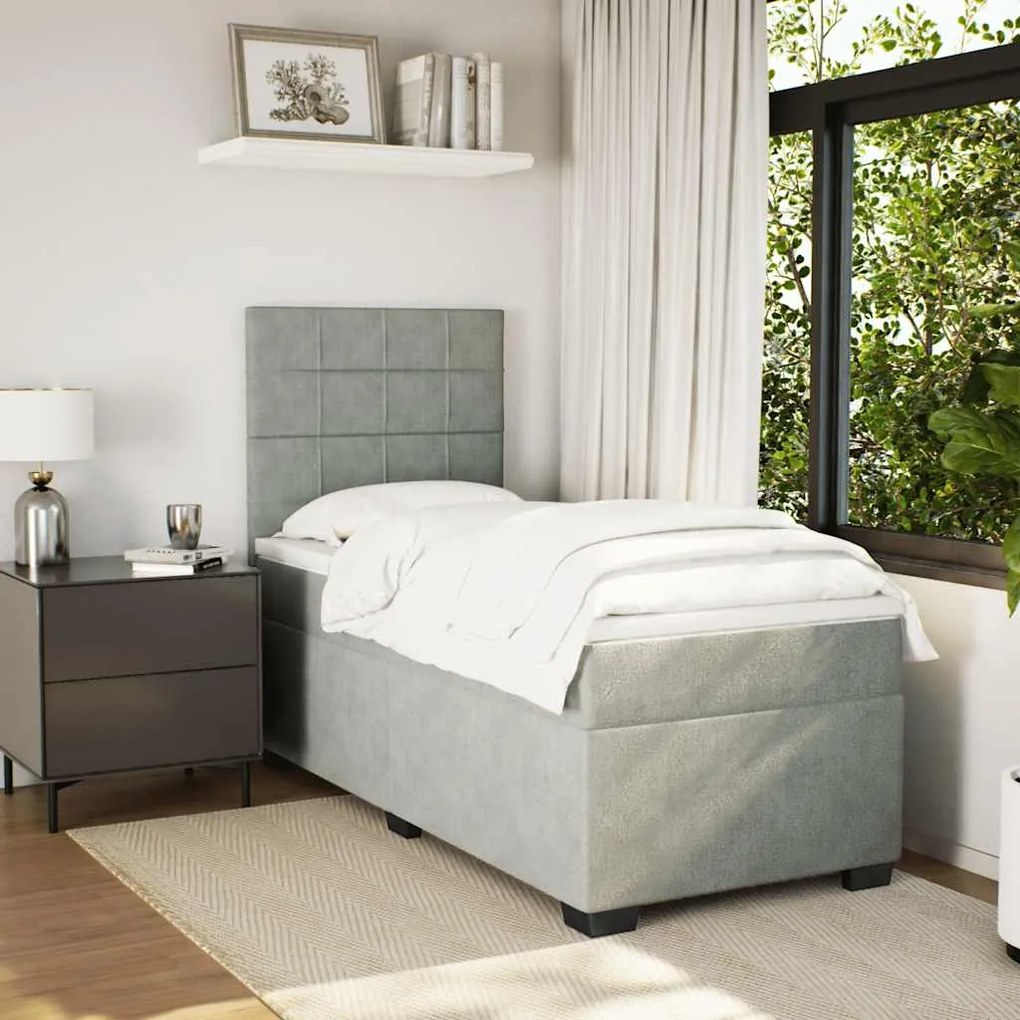 Box spring postel s matrací světle šedá 100x200 cm samet 3293134