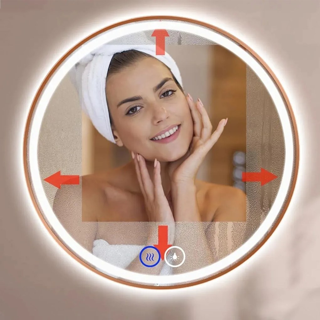 Tutumi Zrcadlo ⌀100 cm s vyhříváním a regulovatelným LED osvětlením HOM-05498