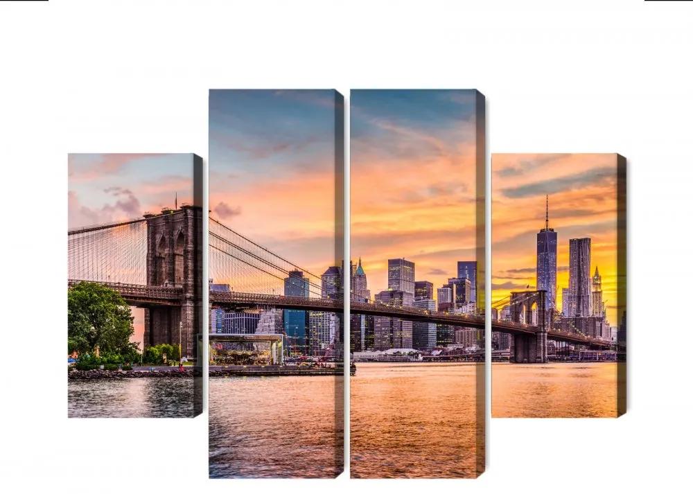 Vícedílný obraz New York City Panoramatická Krajina Nedostatek Nedostatek Plátno Canvas 120x90