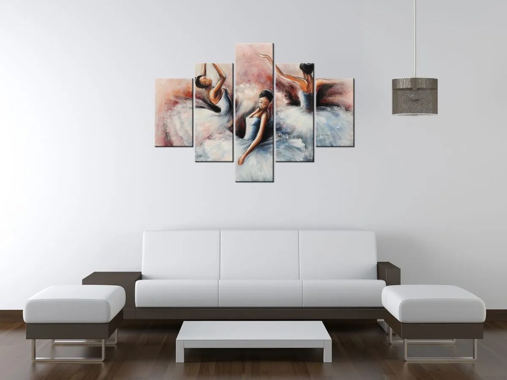 Gario Ručně malovaný obraz Nádherné baletky - 5 dílný Rozměry: 100 x 70 cm