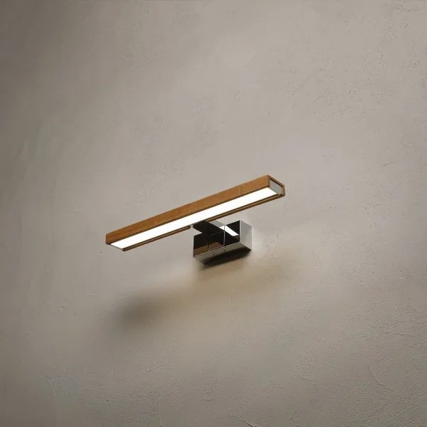 BRILAGI-LED Koup osvět zrcadla 3v1 WOODY MIRROR LED/8W/230V 40 cm IP44 chrom/dub