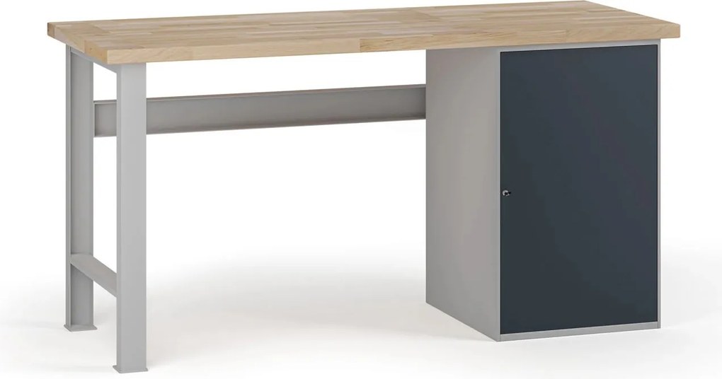 Dílenský pracovní stůl G7, buková spárovka, 1700 x 800 x 840 mm, 1x skříňka, grafit