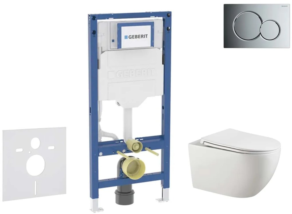 Geberit Duofix - Set předstěnové instalace, klozetu Gaia a sedátka softclose, tlačítko Sigma01, lesklý chrom SANI11CA1132B