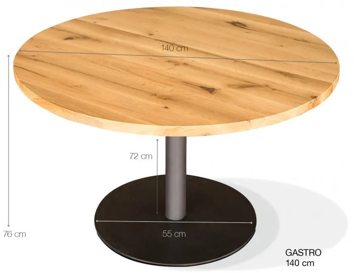 Kulatý stůl z masivu 140 cm Gastro