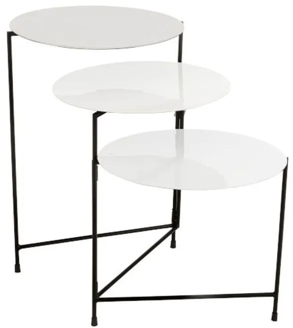 Kovový odkládací stolek se 3mi deskami Lacquer white - 125*40*61 cm