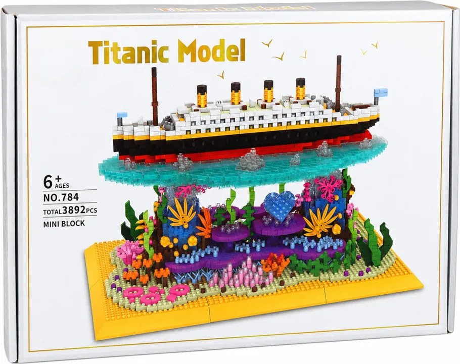 LEAN Toys Stavebnicové kostky – Loď Titanic na korálovém útesu, 3892 dílů