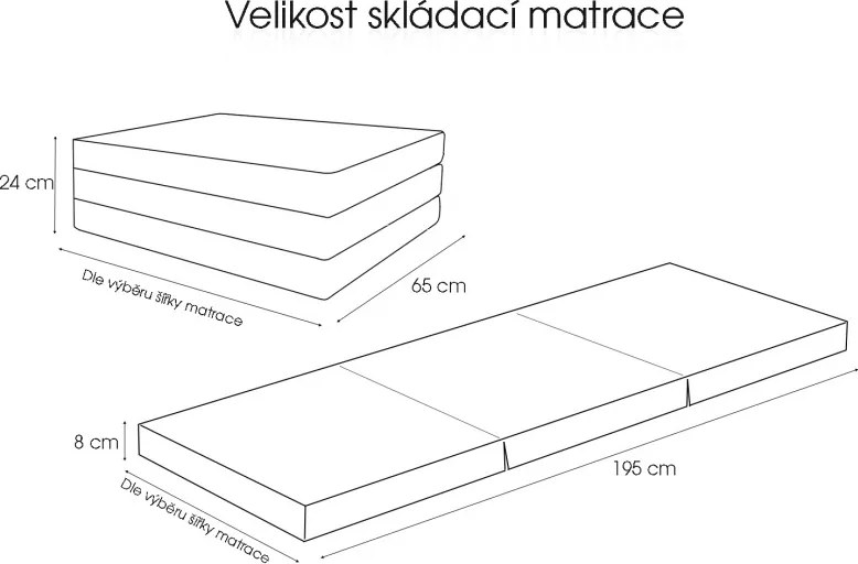 Skládací matrace pro hosty modrá 8 cm