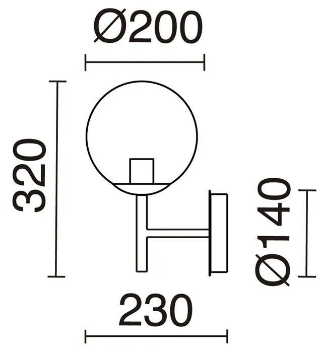 Exo 984F-G05X1A-02 nástěnné svítidlo Oxy, černé, průhledné, E27, ø20cm, IP40