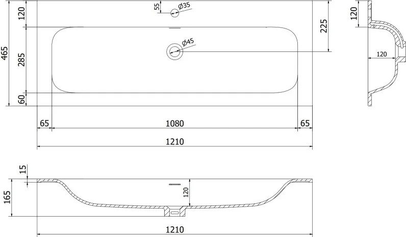 Mexen Rivel, koupelnová skříňka 120 cm s umyvadlem Vela, 1 zásuvka, drážkovaná, grafitová matná/bílá matná, 91A20-12047-1-BF66-W23M0