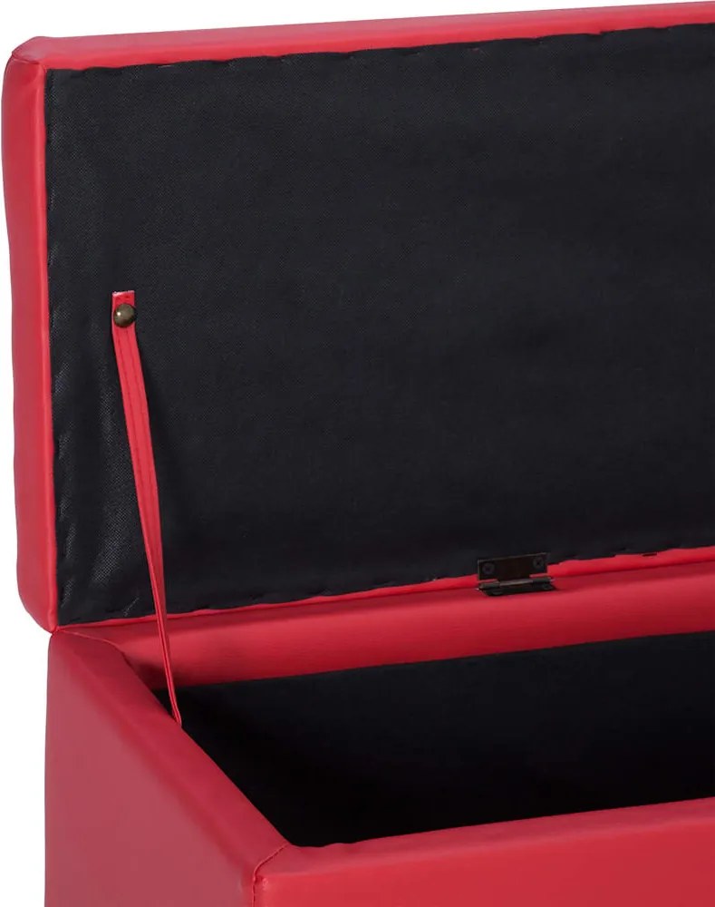 Lavice s úložným prostorem 116 cm červená umělá kůže 281314